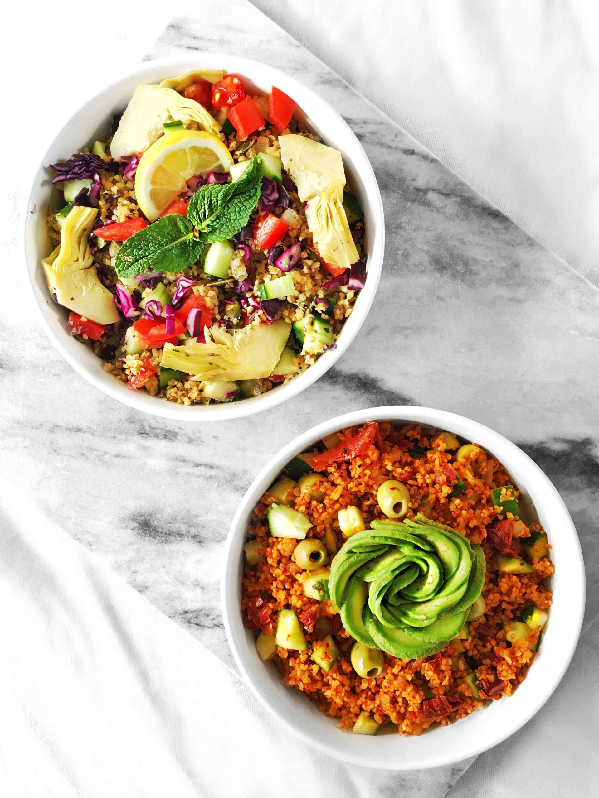 2 types of Bulgur Salad - Spicy & Fresh - the indigo kitchen