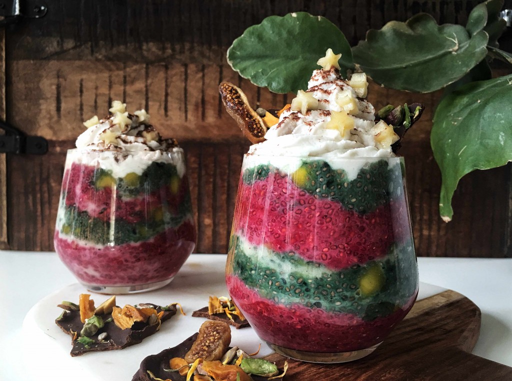 Christmas Chia Parfait w/ Coconut Whipped Cream - the indigo kitchen